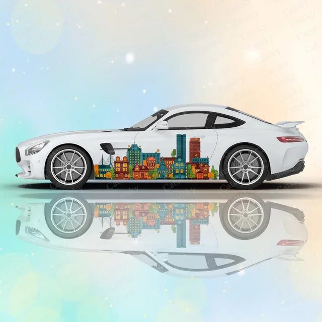 2024 Skyline Abstract Car Body Stickers Abstract Itasha Vinyl Car Side ...