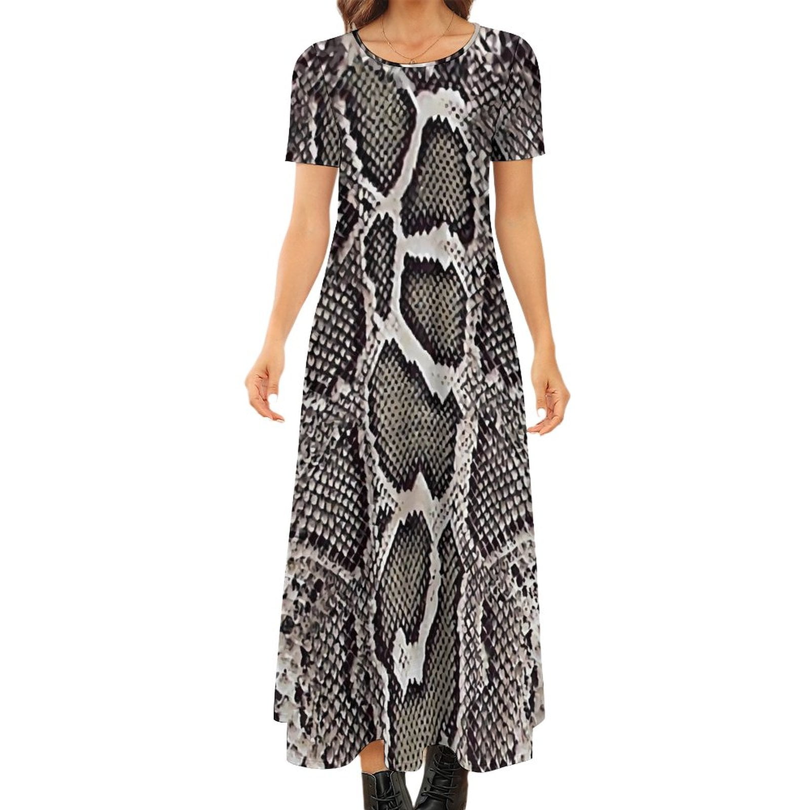 2024 Snakeskin Print Dress Light Green Animal Funny Boho Beach Long ...