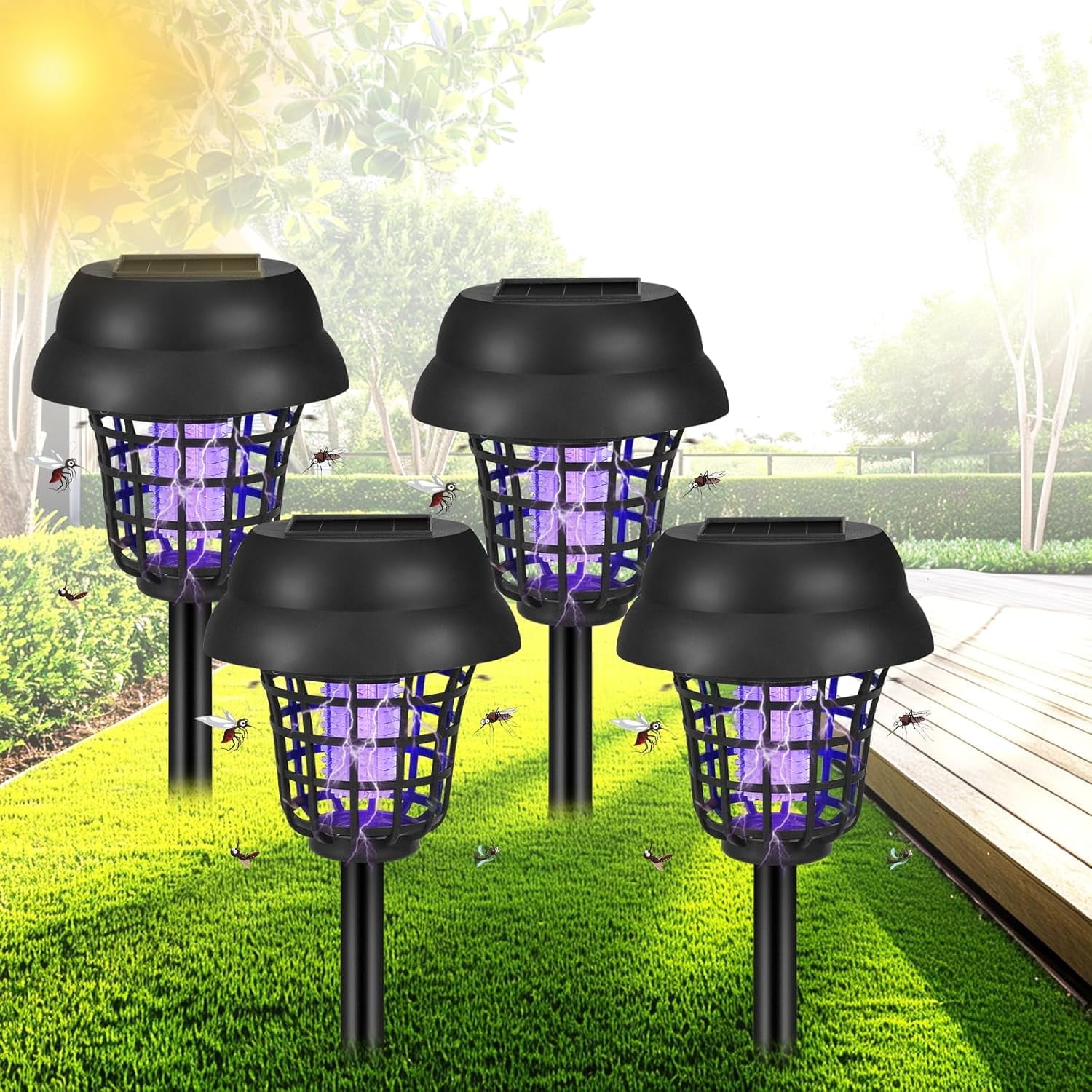 Jahy2Tech Solar Bug Zapper Outdoor Mosquito Killer for Bug Gnat Fly ...
