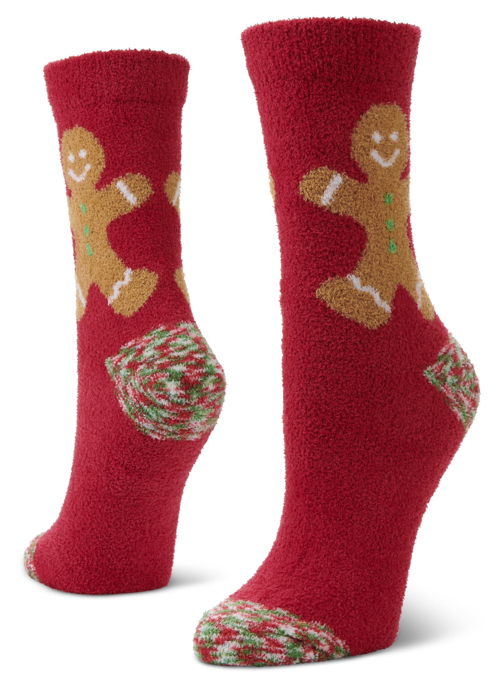 Airplus Aloe Infused Spa Crew Socks, Red Gingerbread, Women's Size 5-10 ...