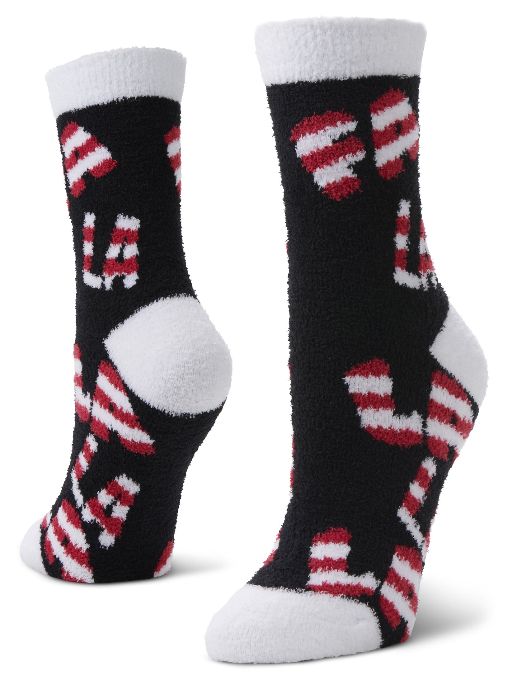 Airplus Aloe Infused Spa Crew Socks, Black Fa La La, Women's Size 5-10 ...