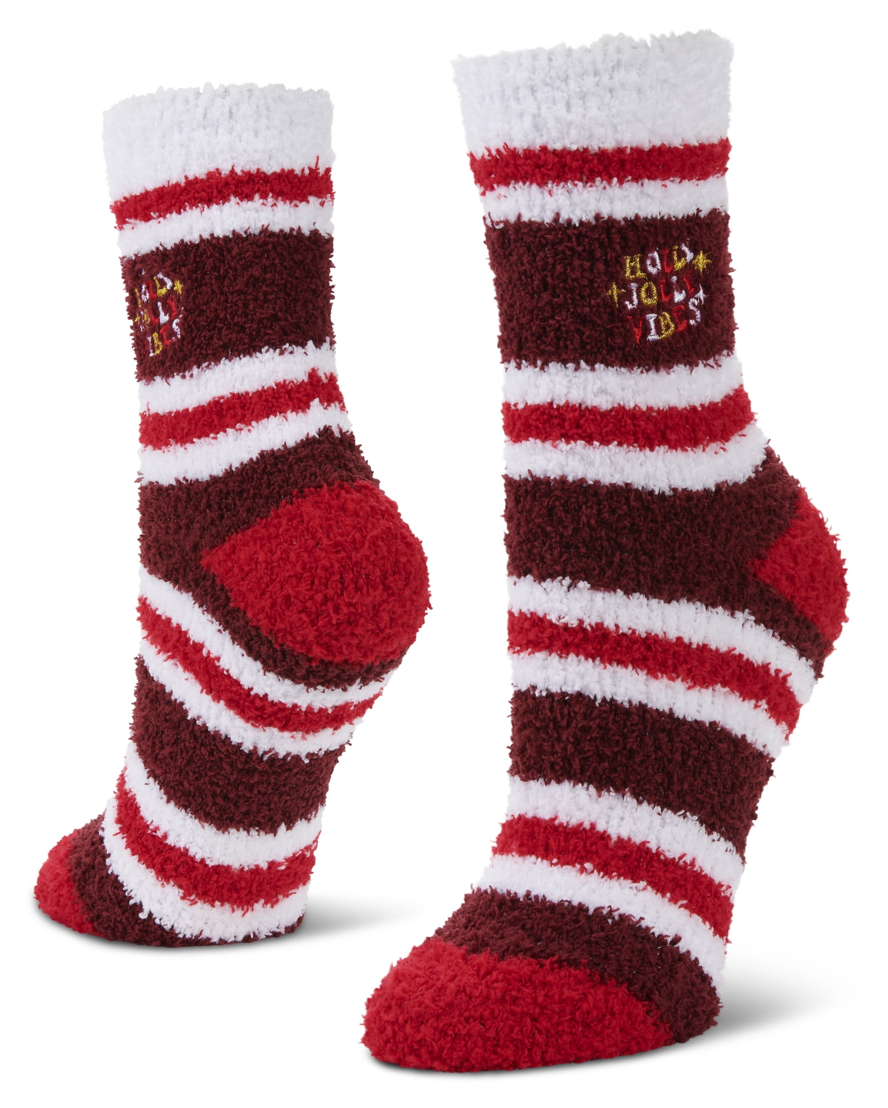 Airplus Aloe Infused Spa Crew Socks, Red Holly Jolly, Women's Size 5-10 ...