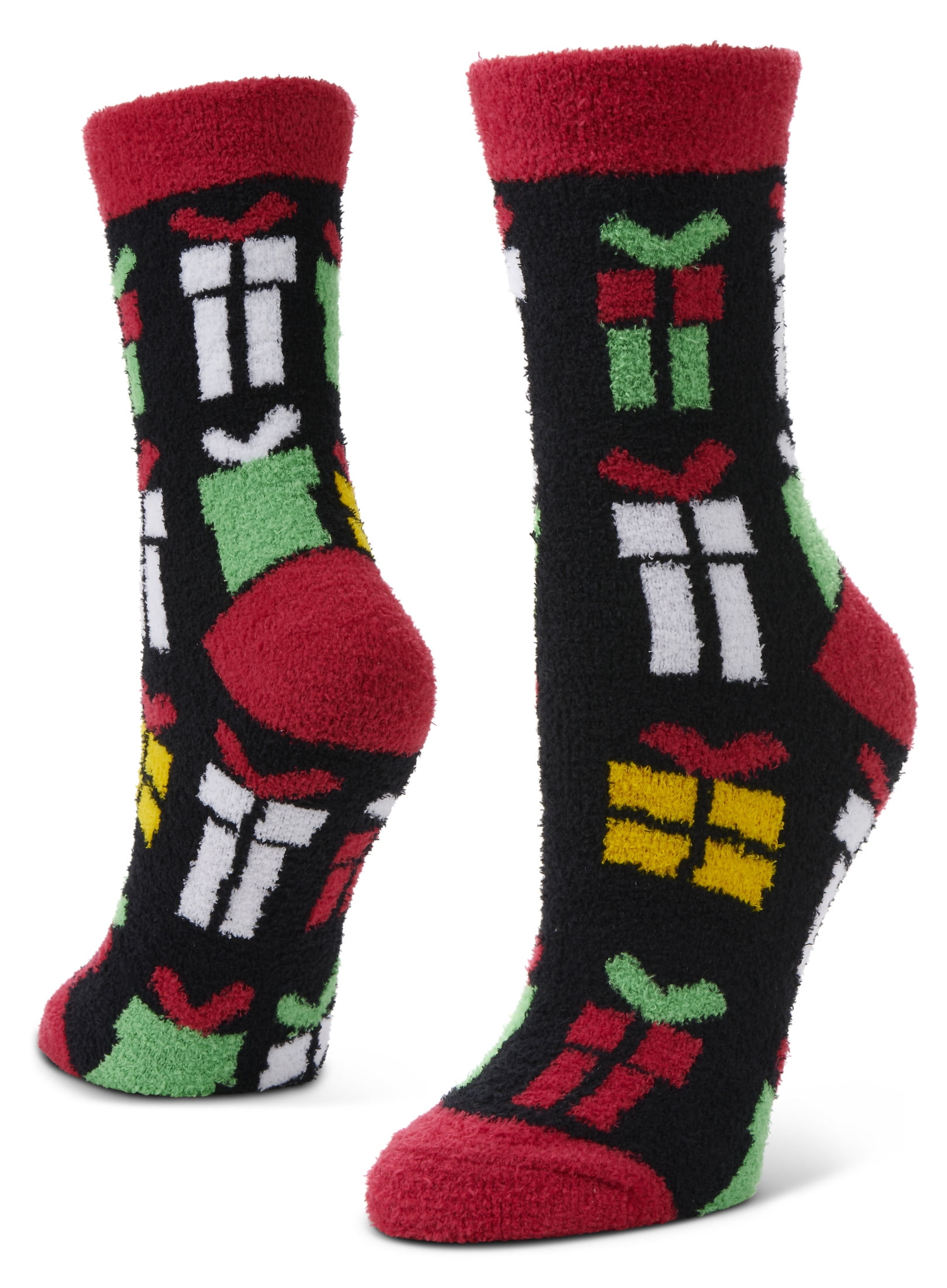 Airplus Aloe Infused Spa Crew Socks, Black Tossed Presents, Women's ...