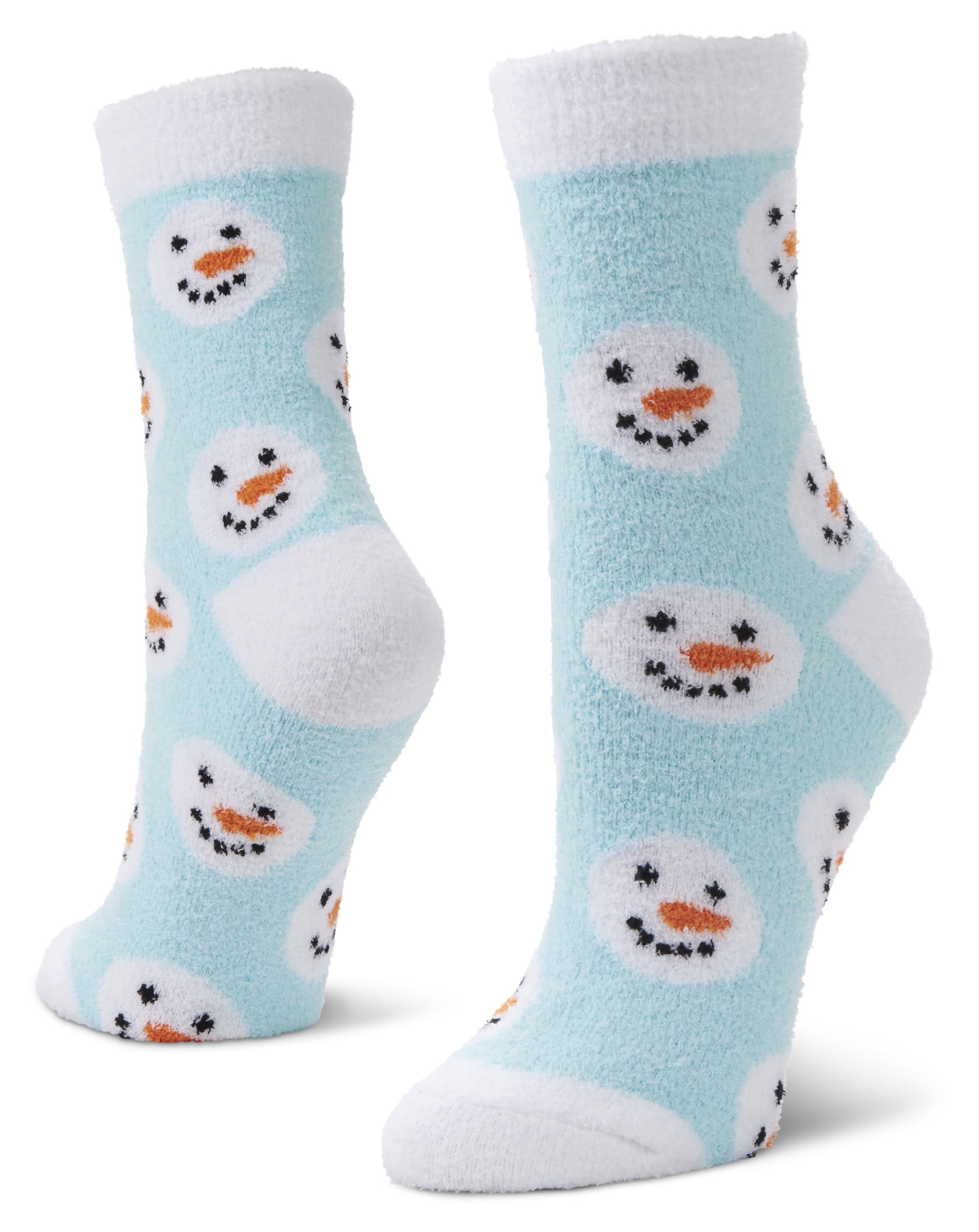 Airplus Aloe Infused Spa Crew Socks, Frozen Blue Tossed Snowmen, Women ...