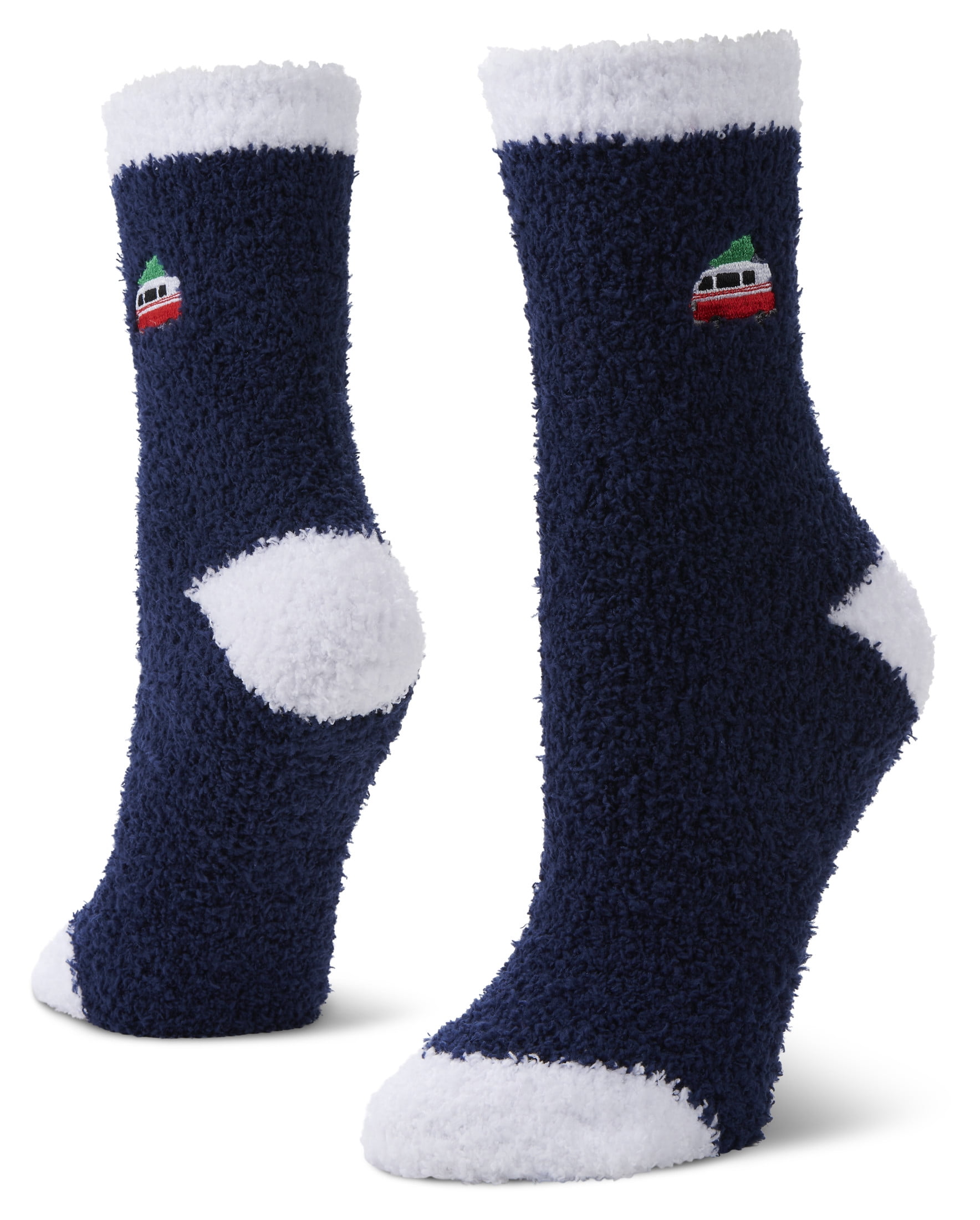 Airplus Aloe Infused Spa Crew Socks, Navy Holiday Tree, Women's Size 5 ...
