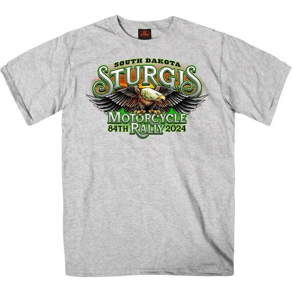 2024 Sturgis #1 Men's Design Eagle & Skull Ash Motorcycle Rally T-Shirt ...