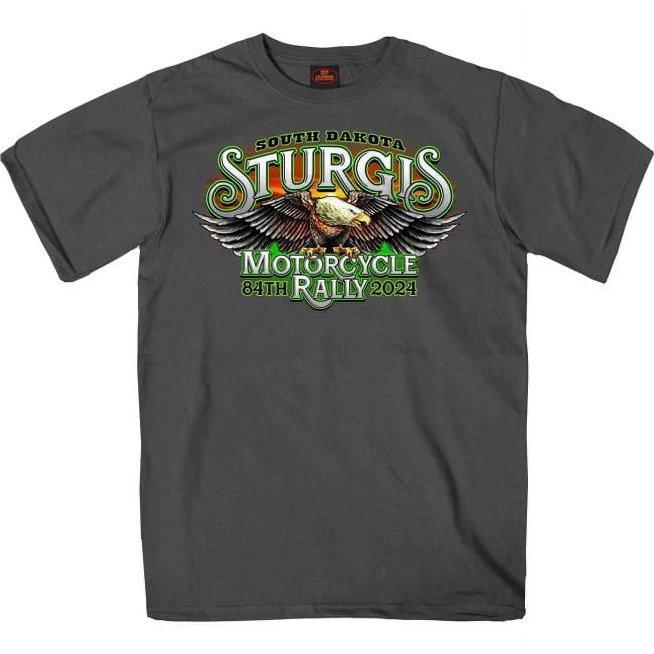 2024 Sturgis #1 Men's Design Eagle & Skull Charcoal Motorcycle Rally ...