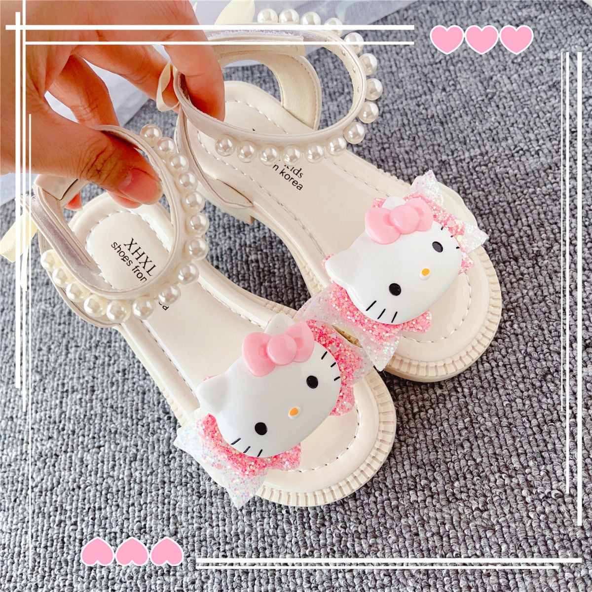 2024 Summer Cartoon hello kitty KT Cat Style Sandals Beautiful Pear Princess Performance shoes ...