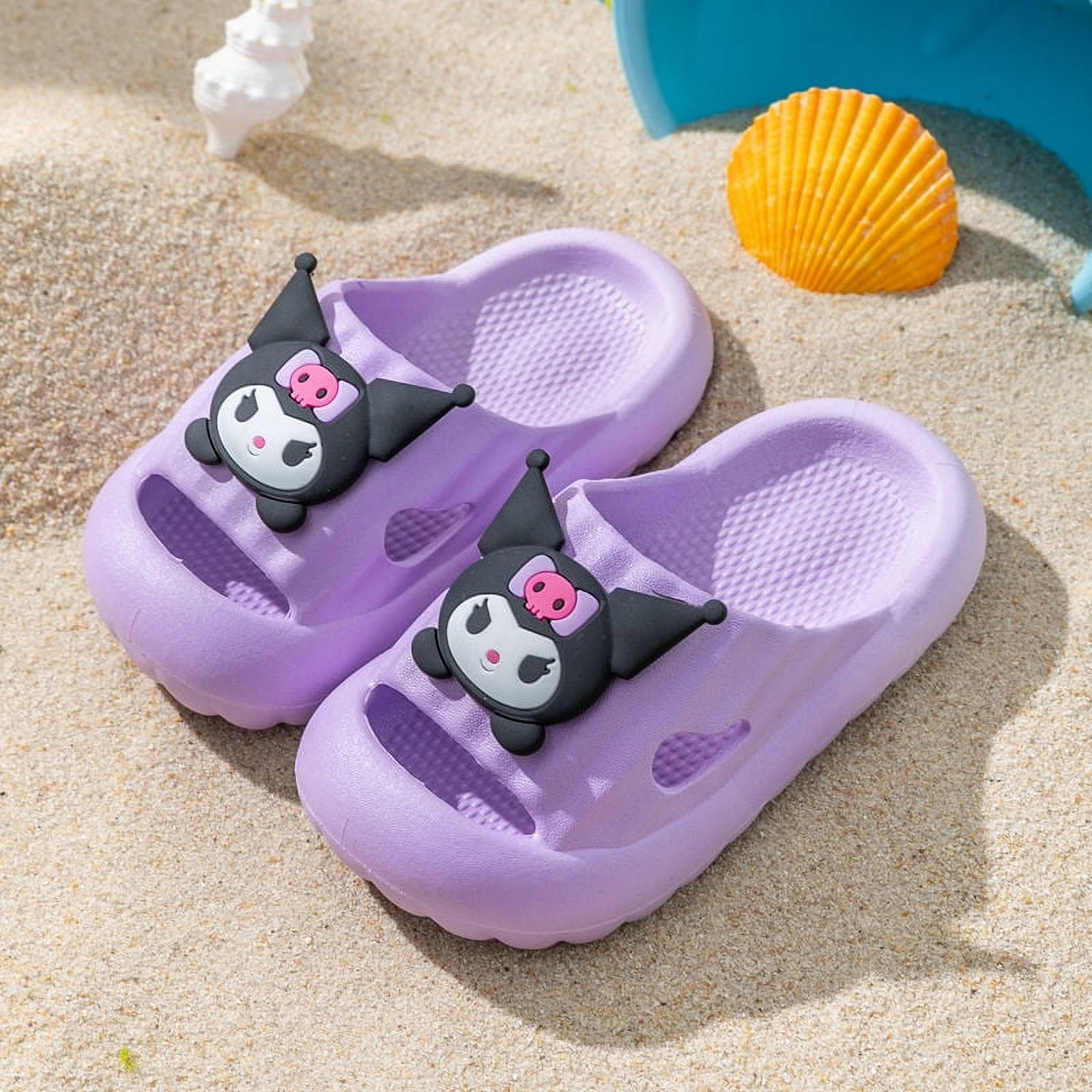2024 Summer Kuromi Kawaii Sanrio Anime Children Slippers Cute Cartoon ...