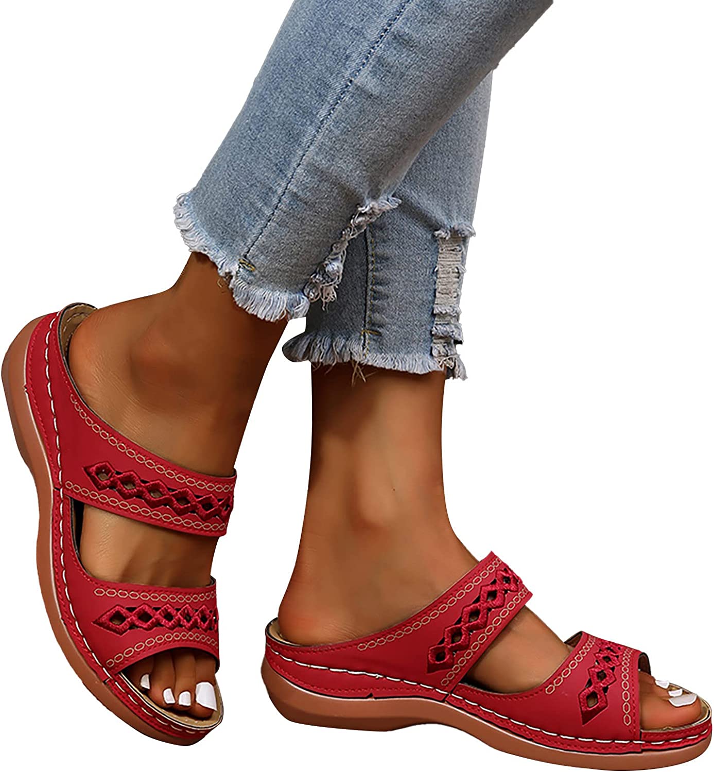 2024 Summer Wide Width Non-Slip Sandals for Women,Open Toe Plat ...