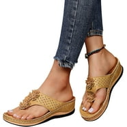 Atoshopce Womens Flat Sandals Summer Bohemian Beaded Flats Shoes ...