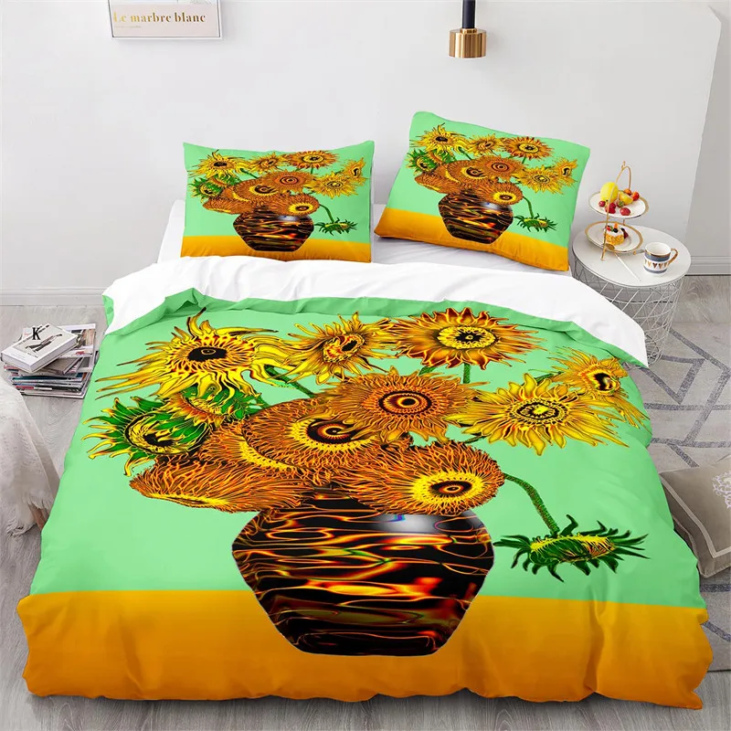 2024 Sunflower Duvet Cover King Size 3D Nature Yellow Floral Bedding ...