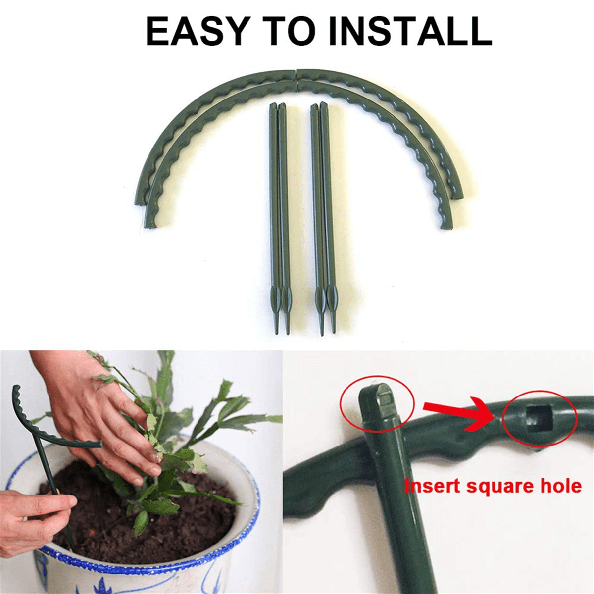 2024 TOP! 10 Pack Plant Support Stakes,Plastic Half Round Ring Plastic ...