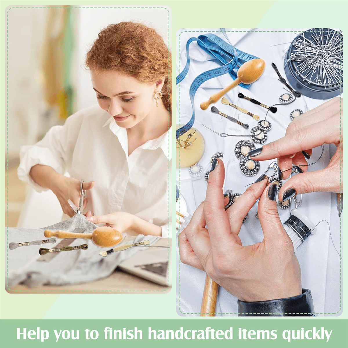 2024 TOP! 2 Pcs Darning Supplies Kit Egg for Socks Mushroom Wooden with ...