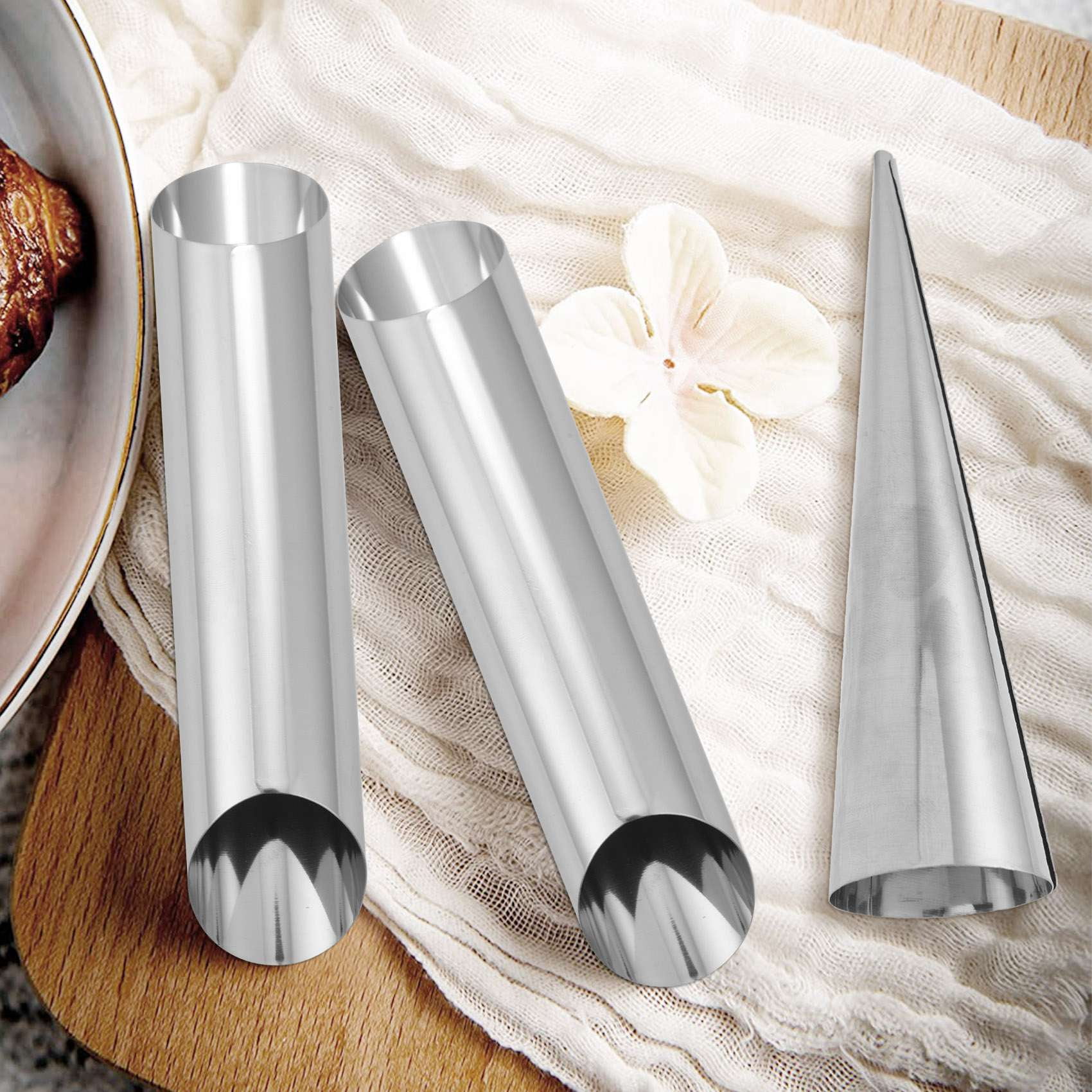 2024 TOP! 20 Pcs Cream Horn Molds Stainless Steel Cone Tubular Shaped ...