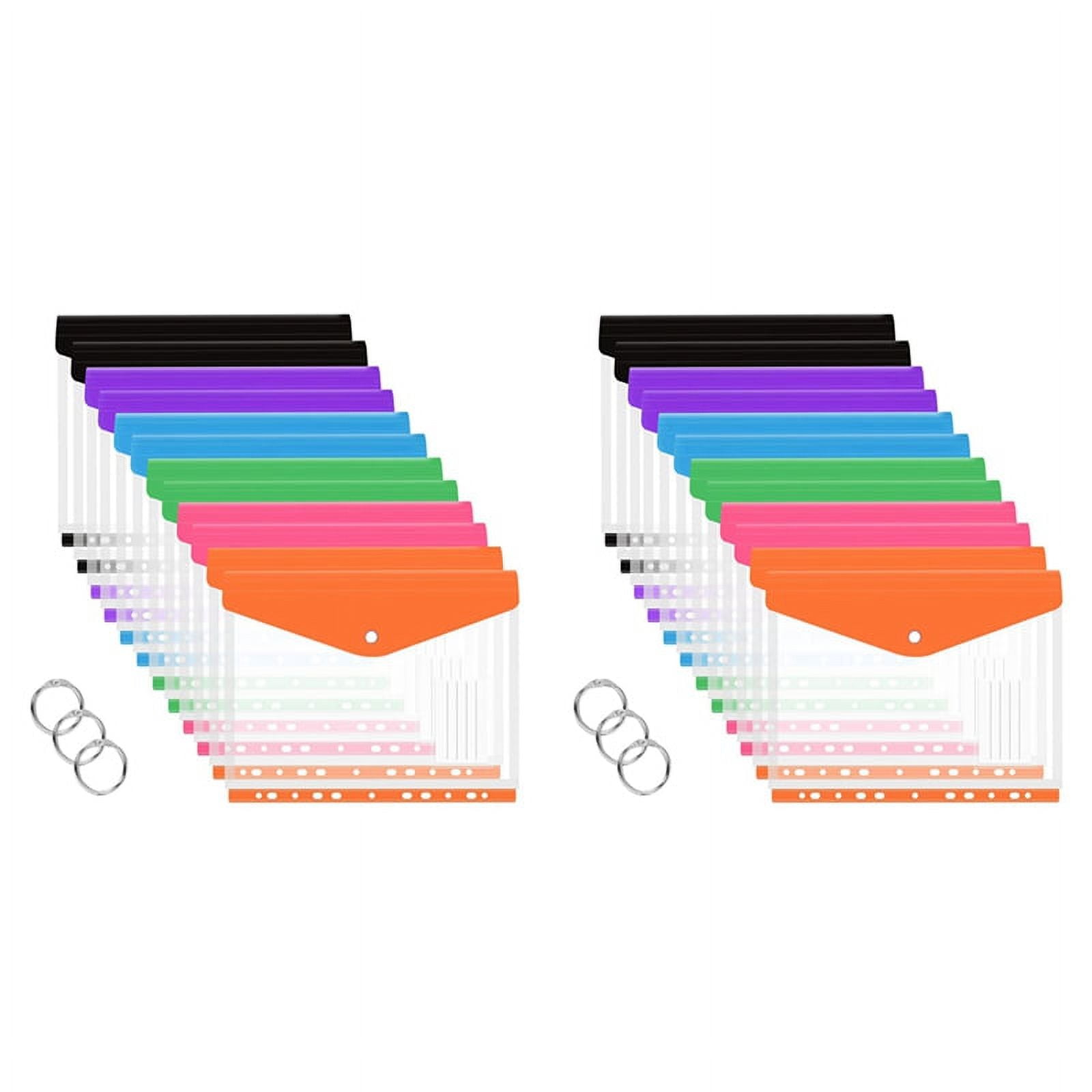 2024 TOP! 24 Pcs A4 Binder Pocket Expandable Envelopes Clear Plastic ...