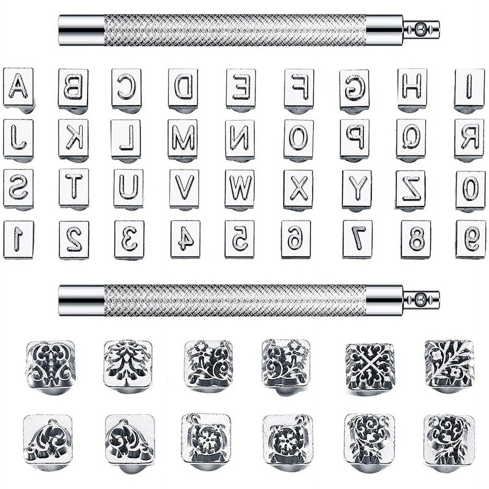 2024 TOP! 50 Pieces Letters and Numbers Stamp Set 6Mm Alphabet Leather ...