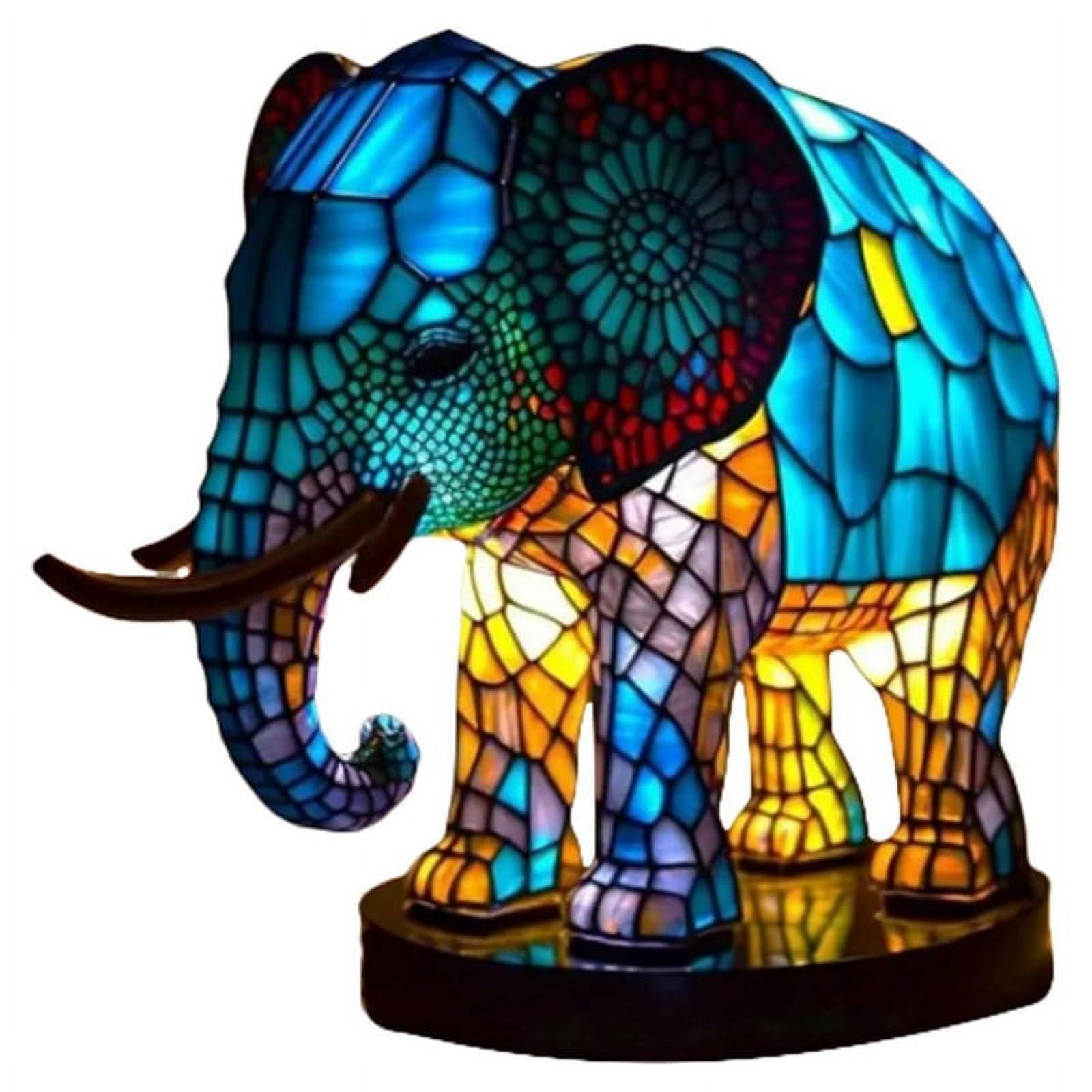 Animal Table Lamp Dyed Resin Elephant Desktop Night Light Light,3D ...