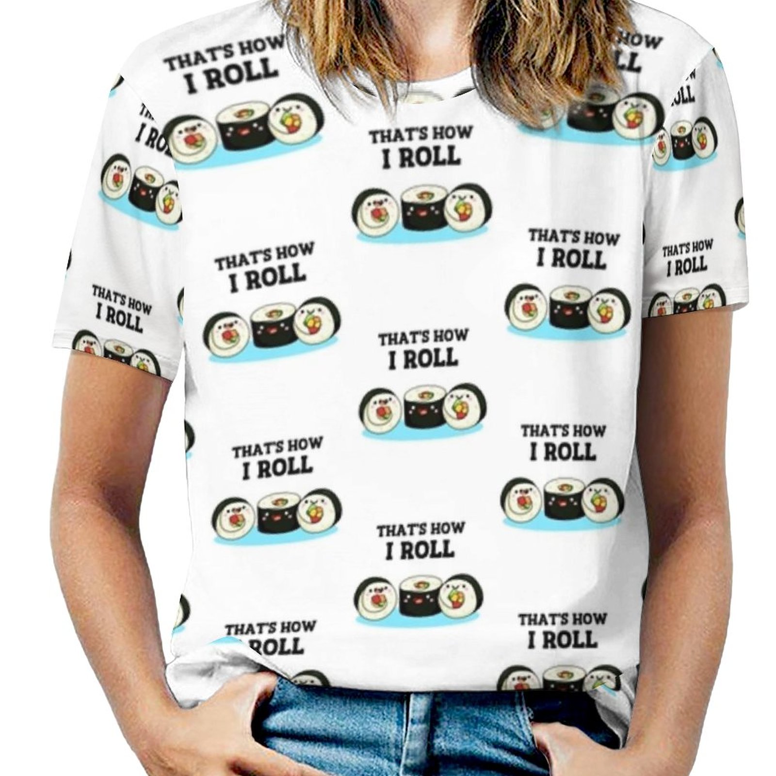 2024 That'S How I Roll Food Pun Ruffle Short Sleeve T-Shirt Women's ...
