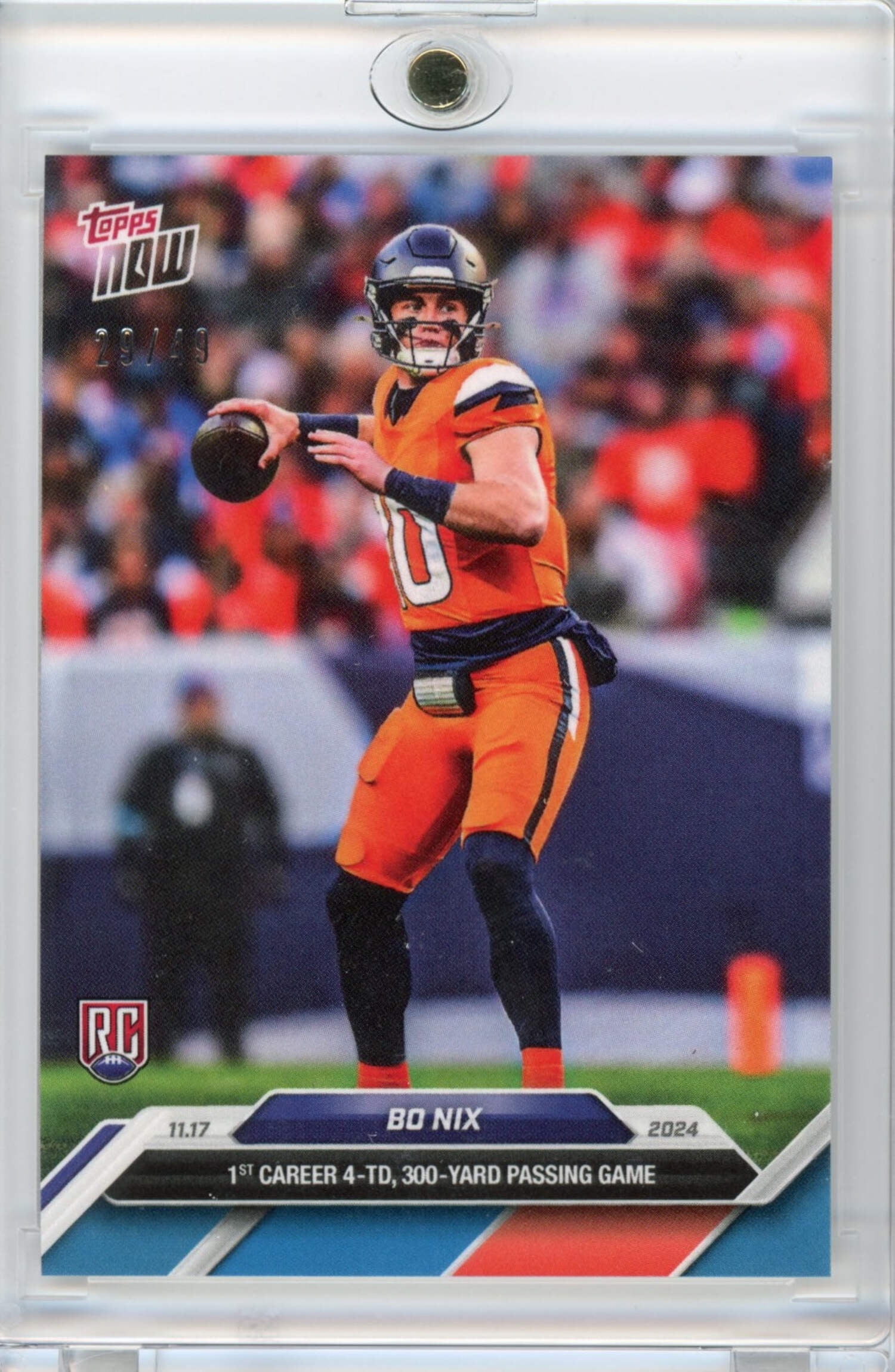 2024 Topps Now Bo Nix #12 Blue #/49 Denver Broncos Rookie RC Football ...