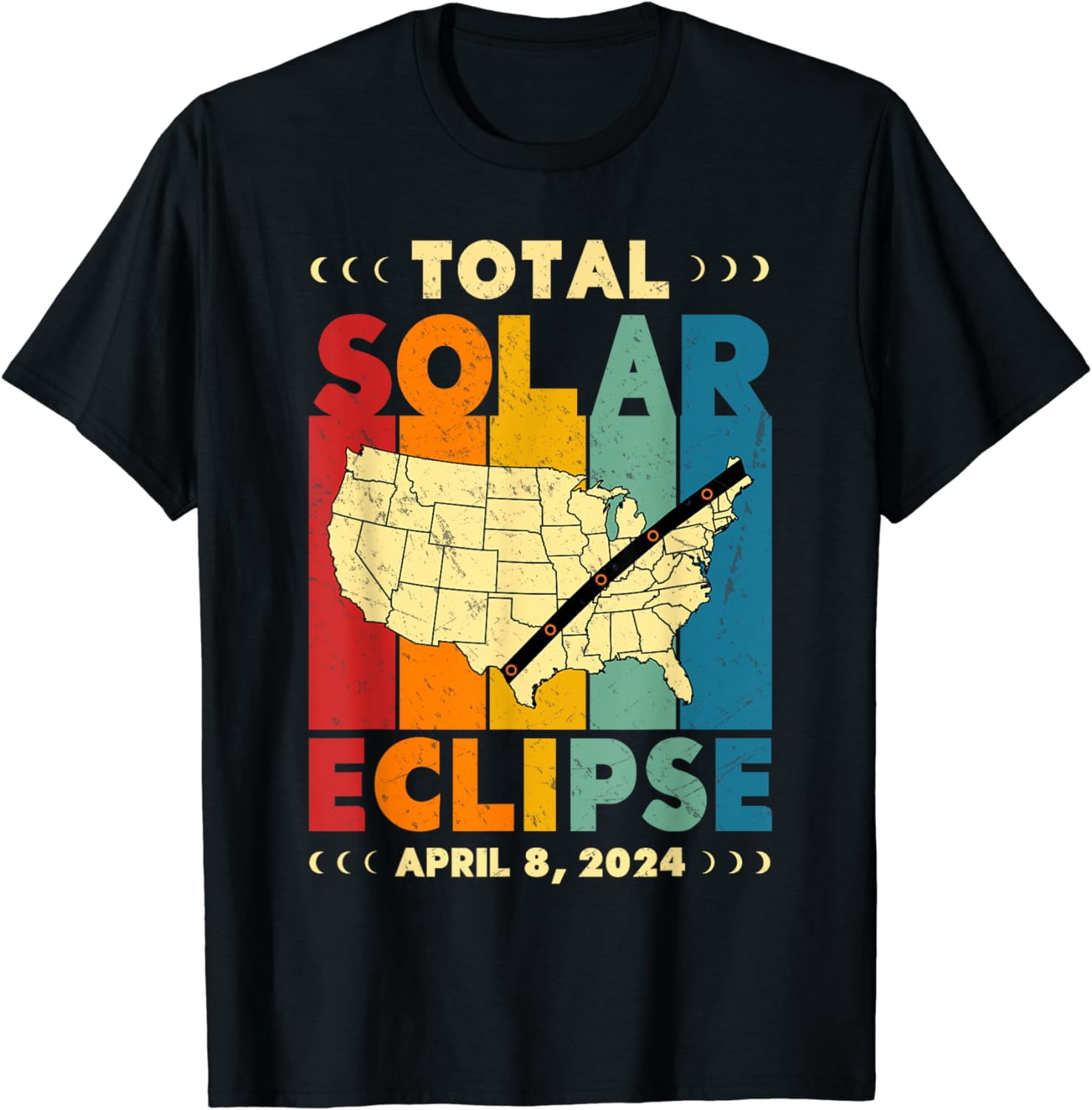 2024 Total Solar Eclipse April 8 Path Of Totality USA Map T-Shirt ...