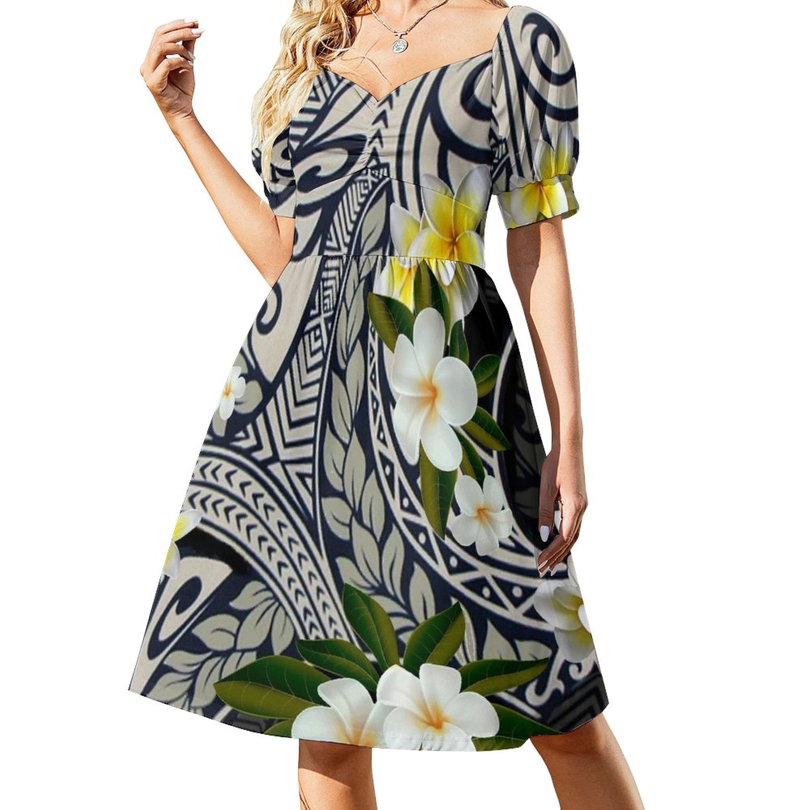 2024 Traditional Hawaiian Tapa and Plumeria Dress luxury evening ...