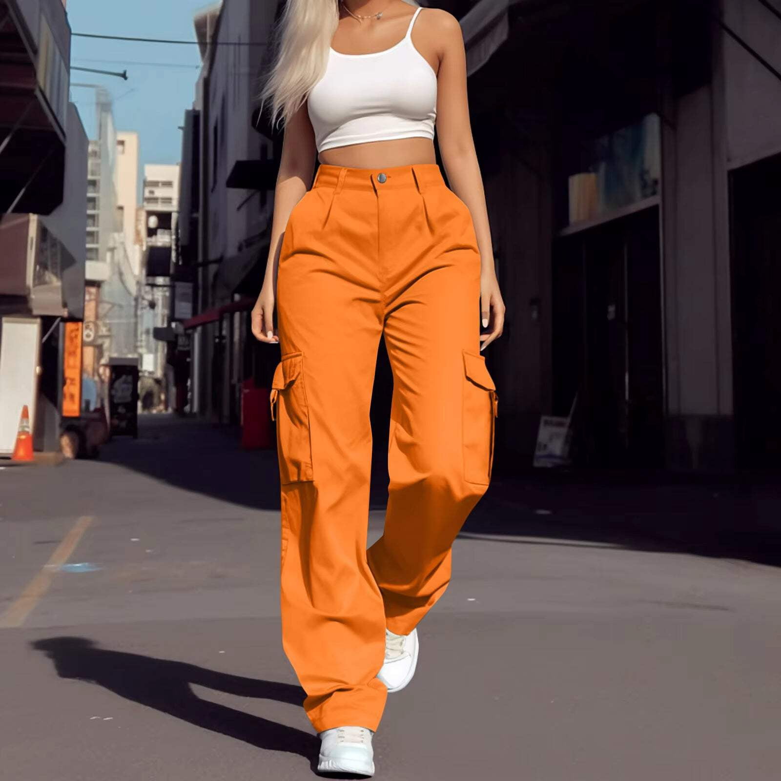2024 Trendy Women Wide Leg Cargo Pants Street Vibes Flap Pockets ...