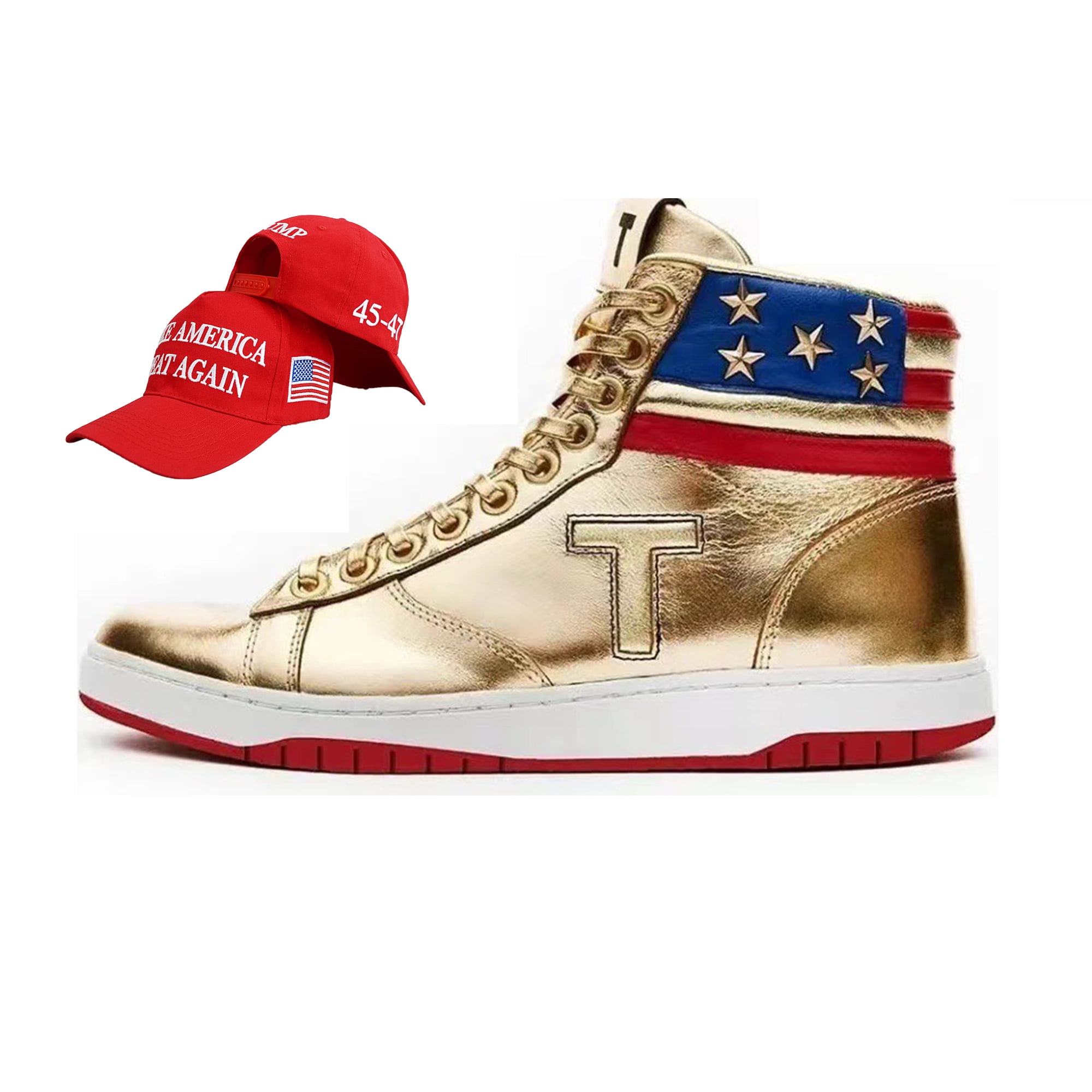 2024 Trump Never_Surren_der High Top Trump Gold Letter Sneakers with ...