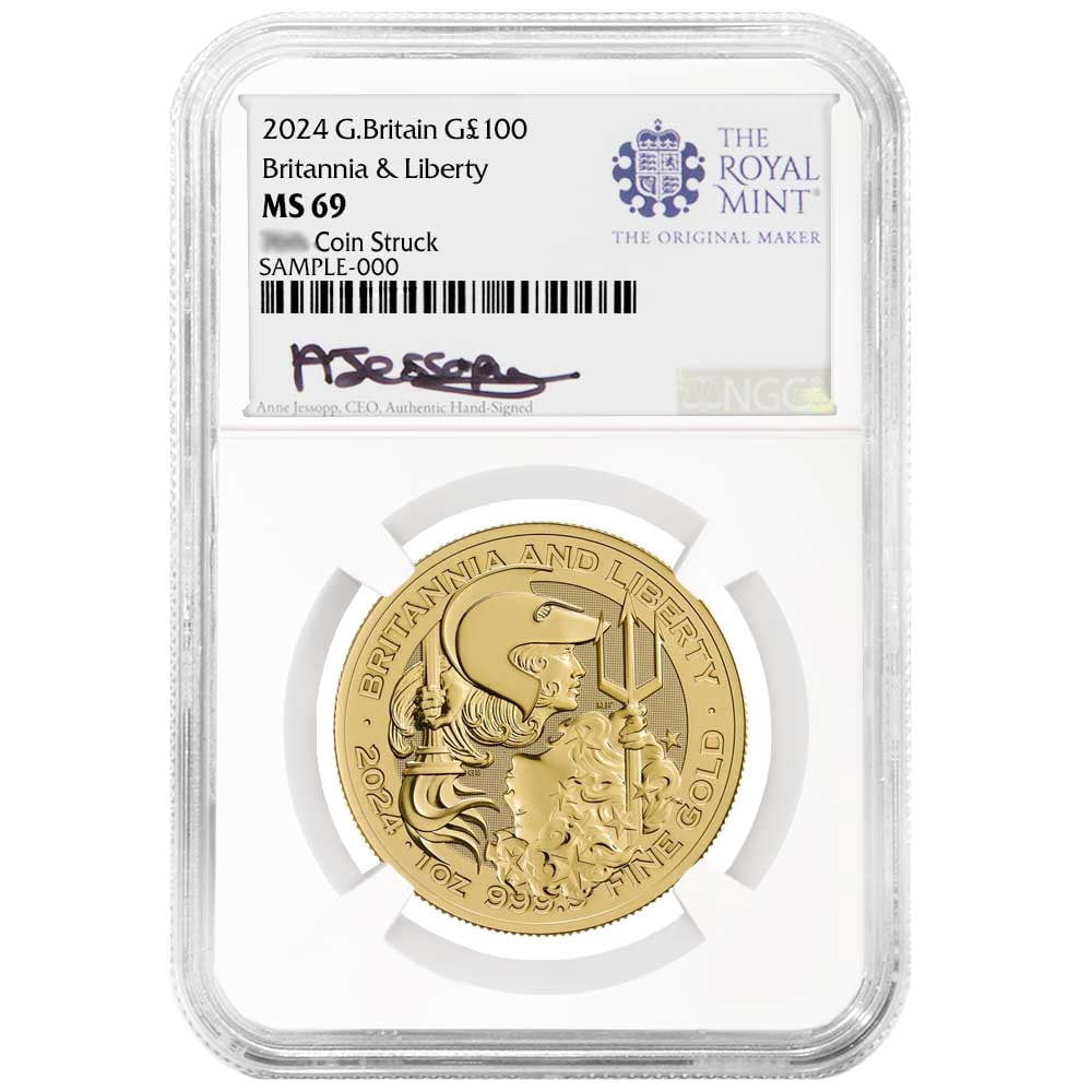 2024 U.K. 100 Pound King Charles lll Gold Britannia & Liberty 1 oz NGC ...