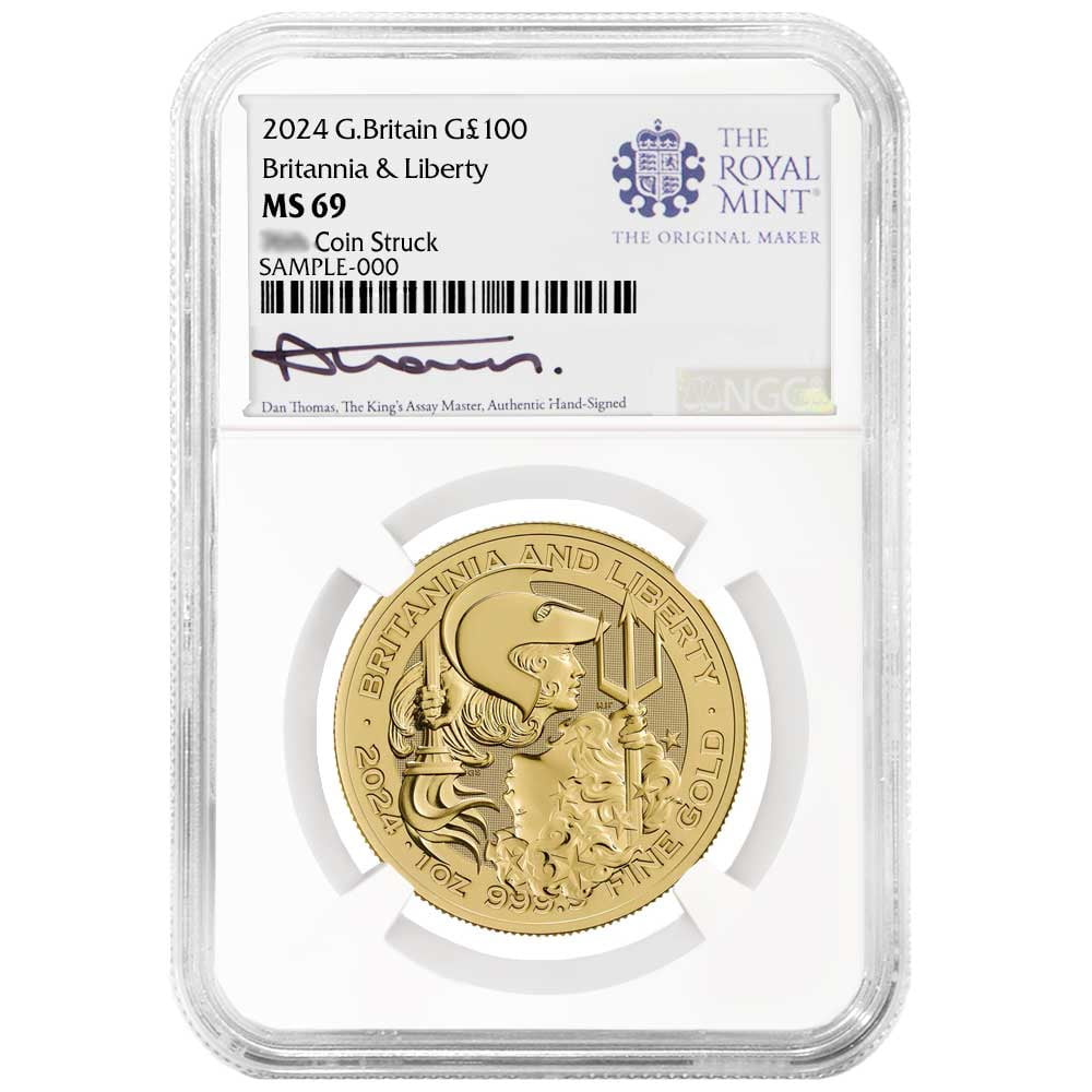 2024 U.K. 100 Pound King Charles lll Gold Britannia & Liberty 1 oz NGC ...