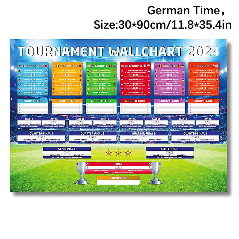 2024 UEFA European Footba Wall Chart Schedule Bracket Poster Germany ...