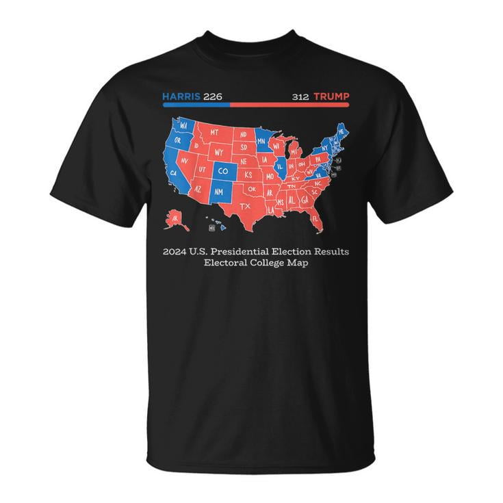 2024 US Presidential Election Results College Map T-Shirt Detailed ...