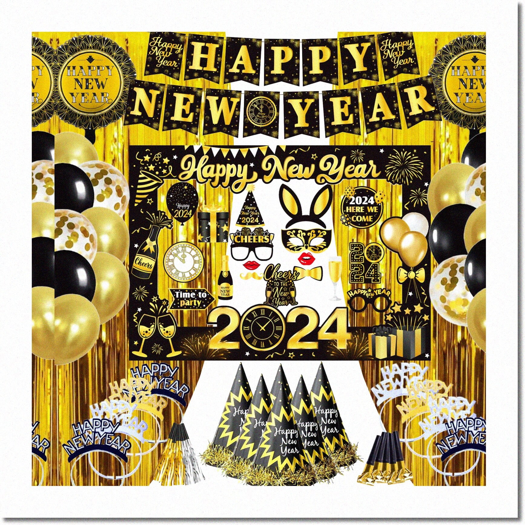 2024 Ultimate New Year's Eve Party Pack: Photo Booth Props, Selfie ...