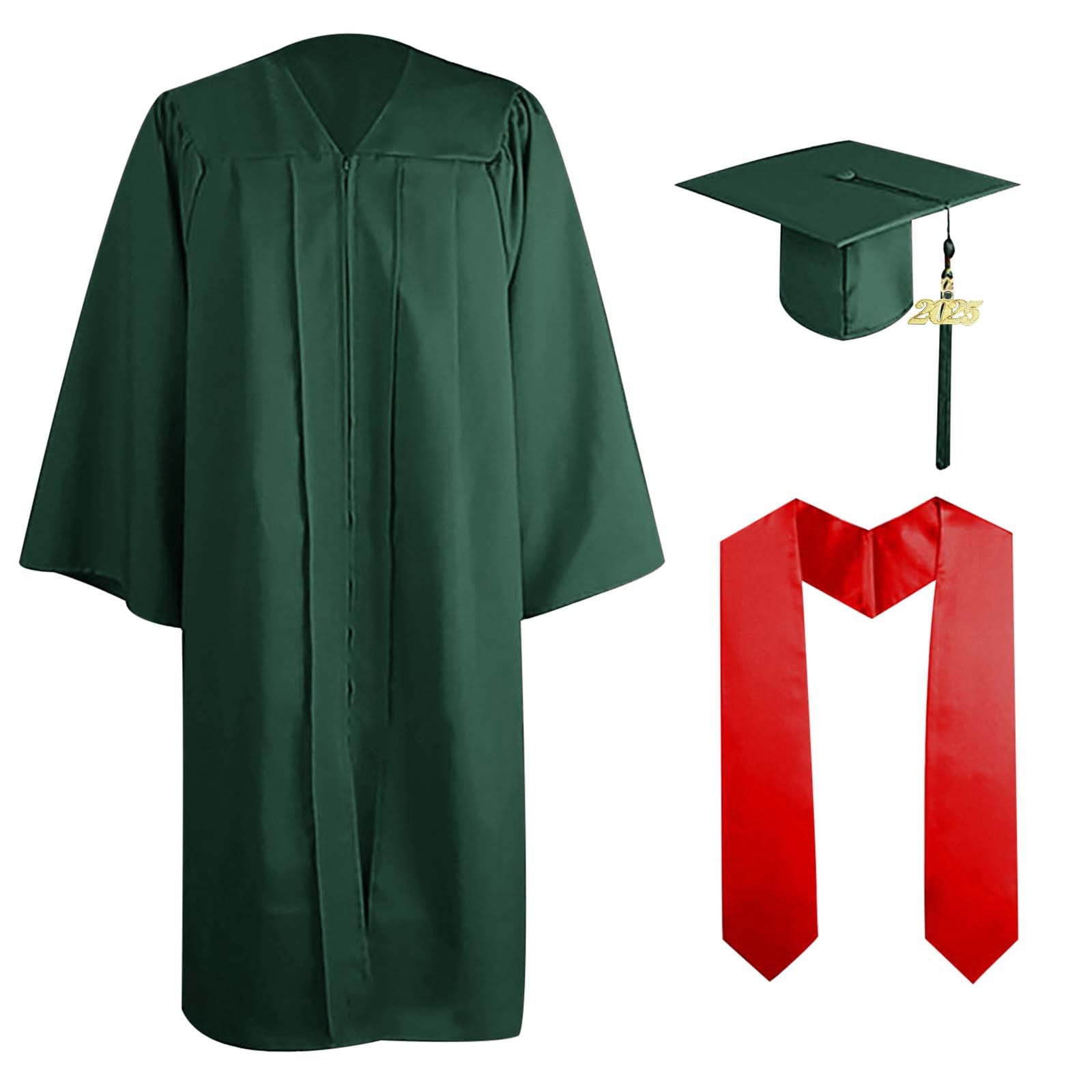 2024 Unisex Adult Graduation Gown with Cap and Year Charm Formal ...