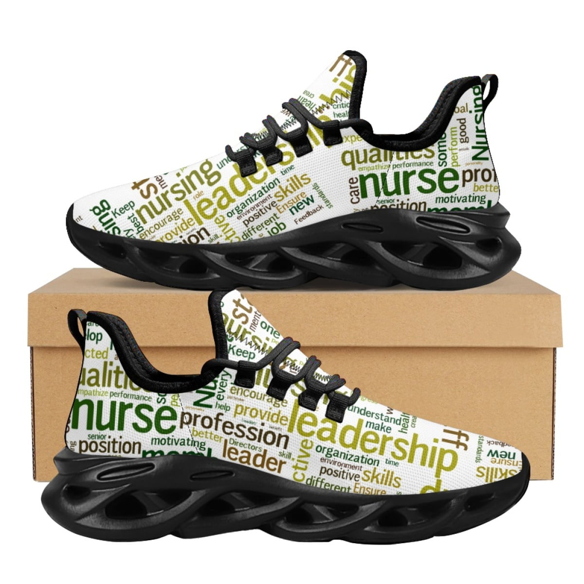 2024 Unisex Cushion Sneakers Nurse Newspaper Design Running Shoes for ...
