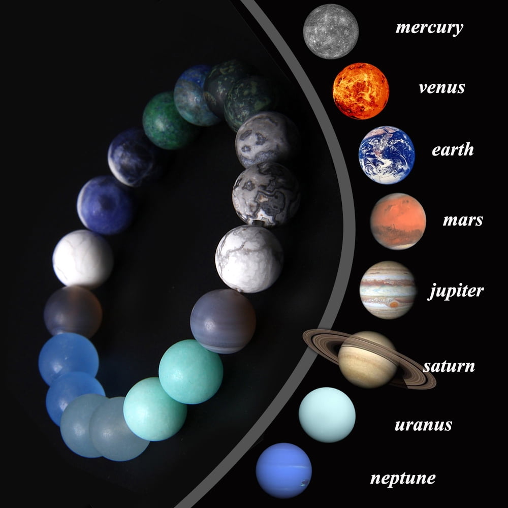 2024 Universe Galaxy Planets Solar System Bracelet Natural Lava Chakra ...