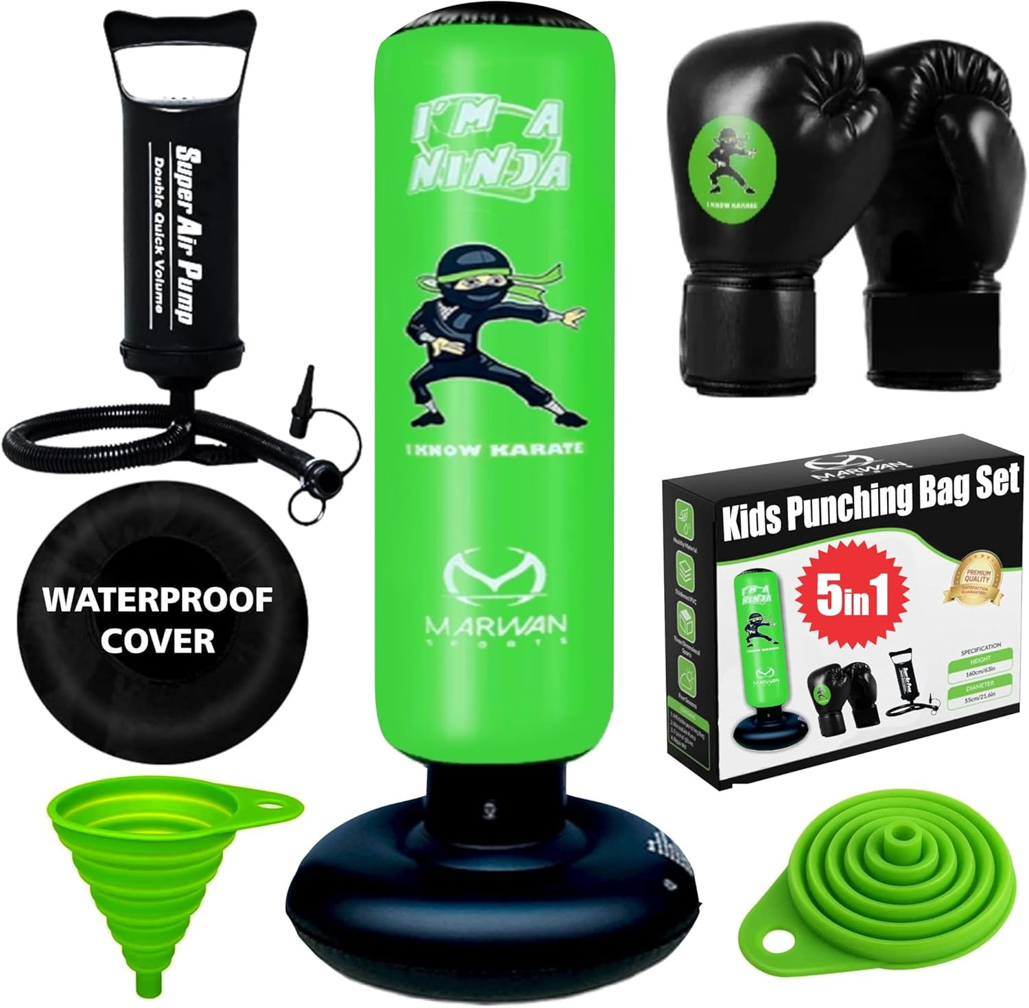 2024 Upgraded 5-in-1 Kids Punching Bag Set – Inflatable Boxing Bag Toy ...