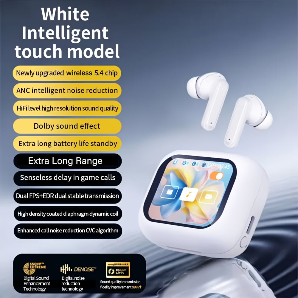 [2024 Upgraded, Smart Headphones] Wireless Smart LCD Touch Screen ...