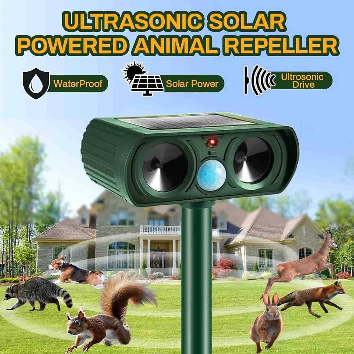 2024 Upgraded Solar Animal Repeller with Motion Sensor Ultrasonic Cat ...