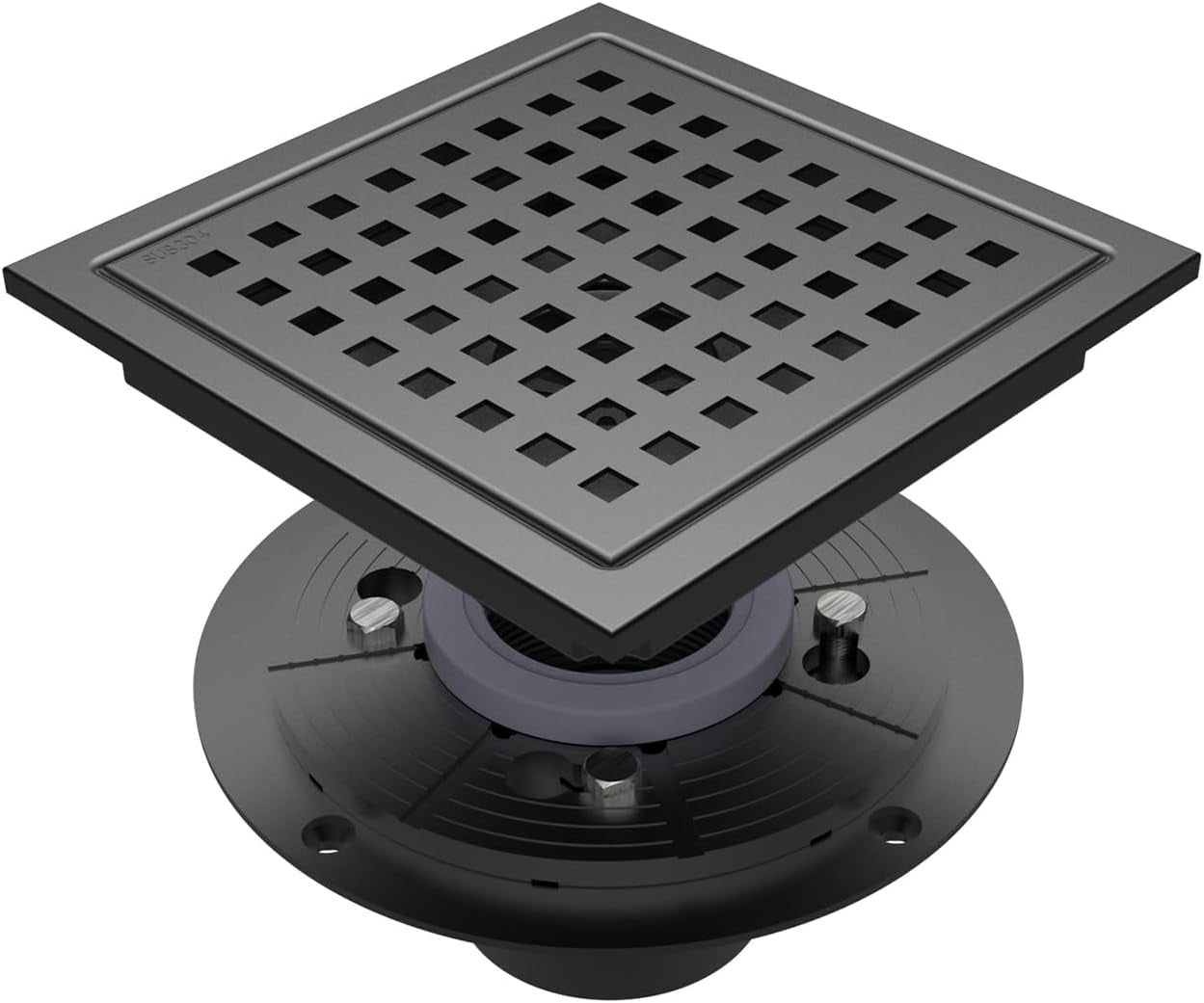 2024 Upgraded Square Shower Floor Drain 6 Inch w/Flange,Removable Grid ...