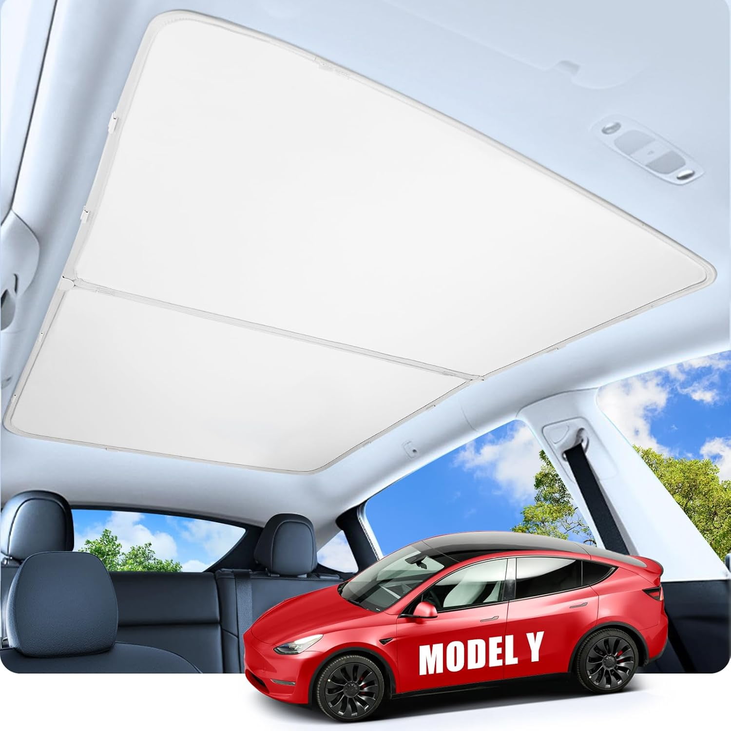 2024 Upgraded Tesla Model Y Sunshaderoof with Windshield Sun Shade ...
