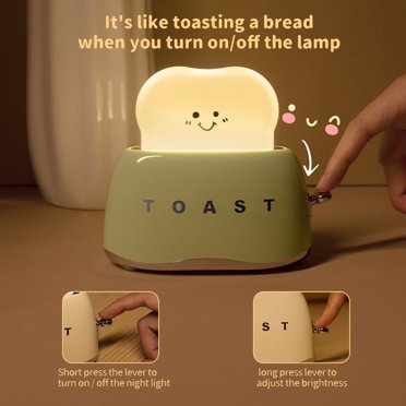 Lieonvis Cute Desk Decor Toaster Lamp,Rechargeable Small Lamp with ...