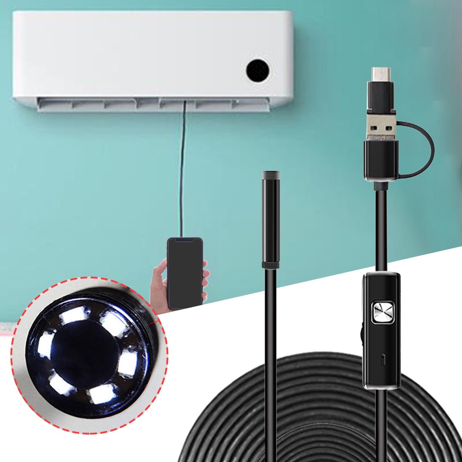 2024 Upgraded Version Three-in-one Endoscope 7mm Probe 10m Long Line ...