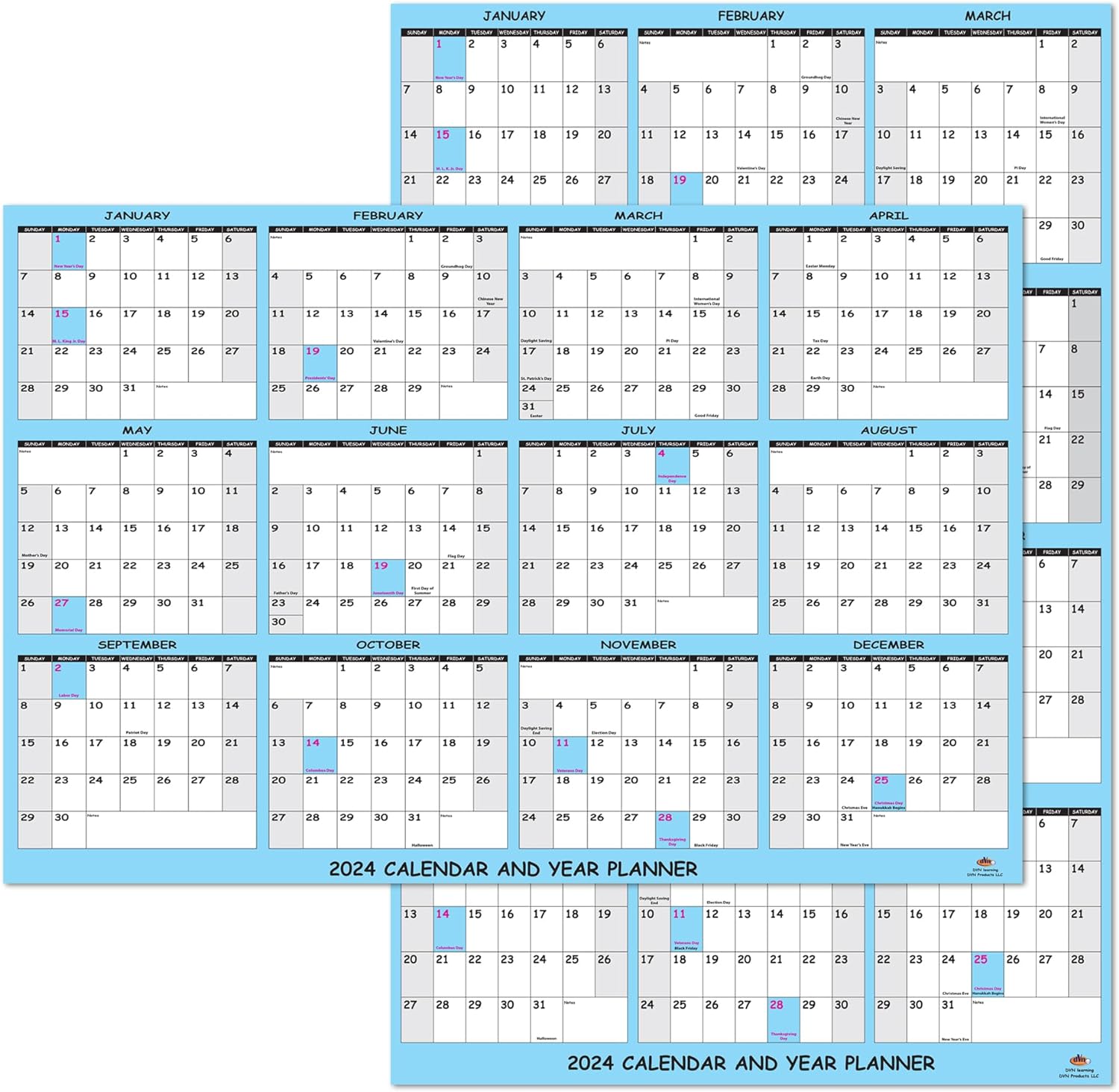 18" x 24" Erasable Undated One Month Laminated Wall Calendar Monthly ...