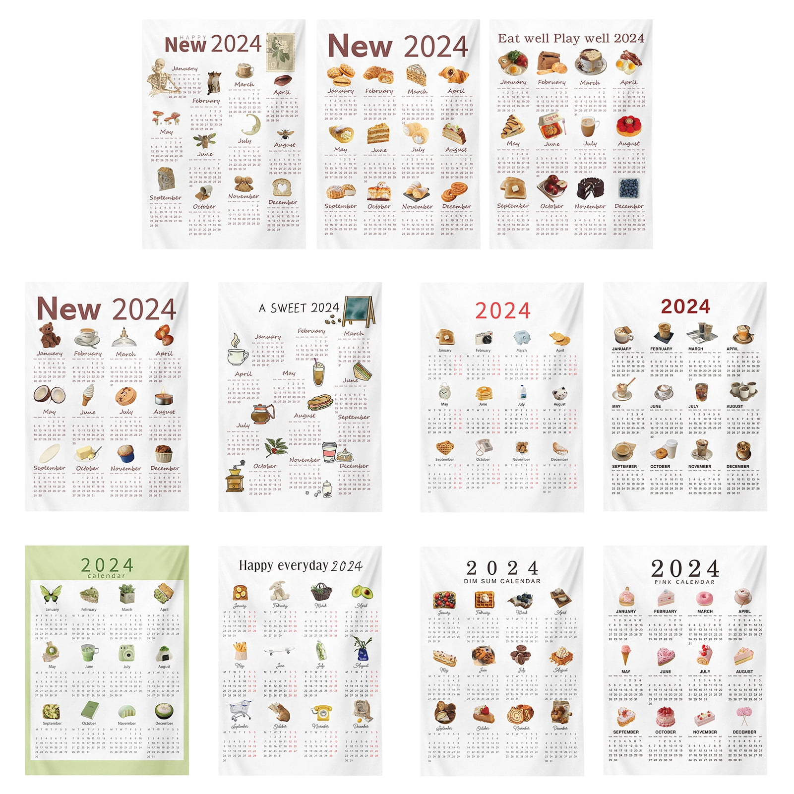 2024 Wall Calendar Tapestry 12 Months, Large, Soft, Washable, Living ...