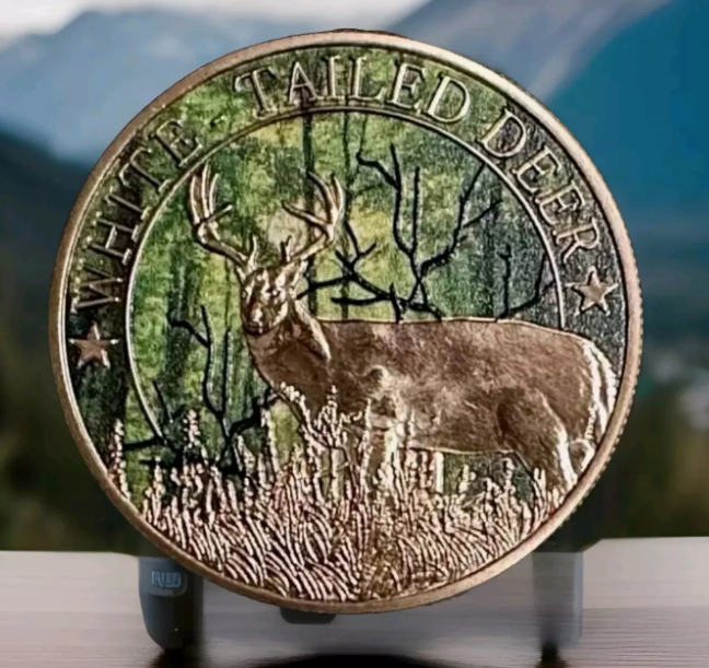 2024 White Tailed Deer Rifle & Flag 1 oz Colorized Copper Round ICG ...