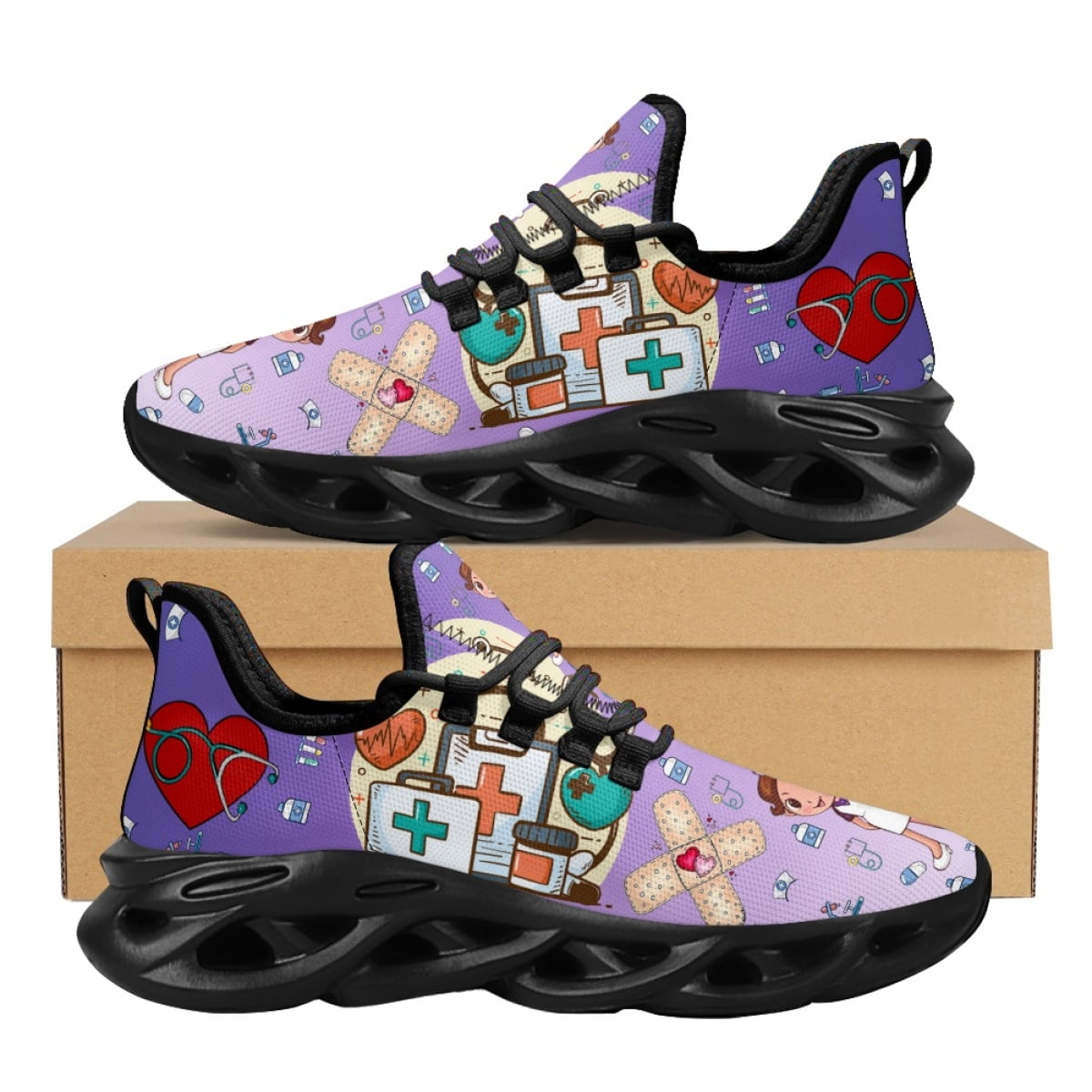 2024 Women Sneakers Gradient Pink Nursing Shoe Cute Cartoon Nurse ...