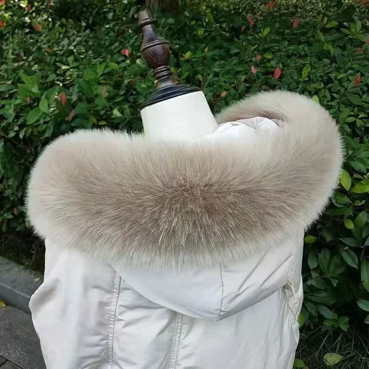 2024 Women Warm Faux Fox Fur Collar Winter Hood Trims Fur Decor Shawl ...
