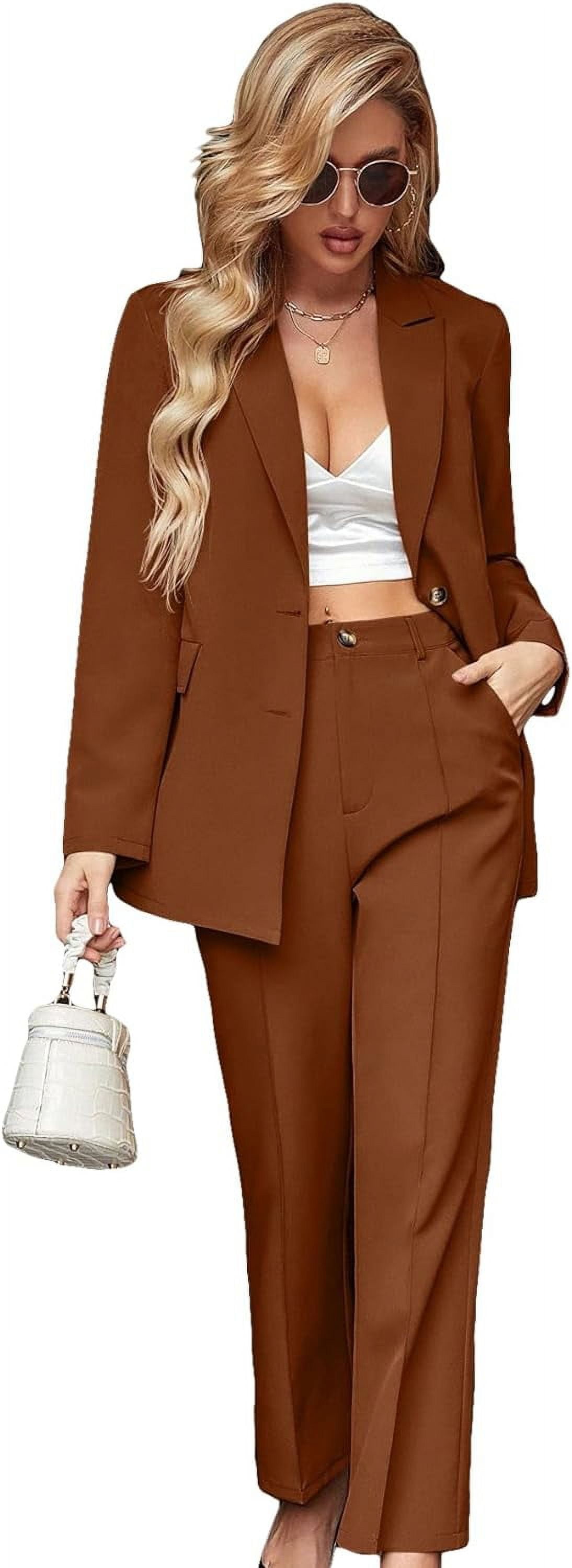 2024 Womens 2 Piece Blazer Set Button Front Long Sleeve Blazer And
