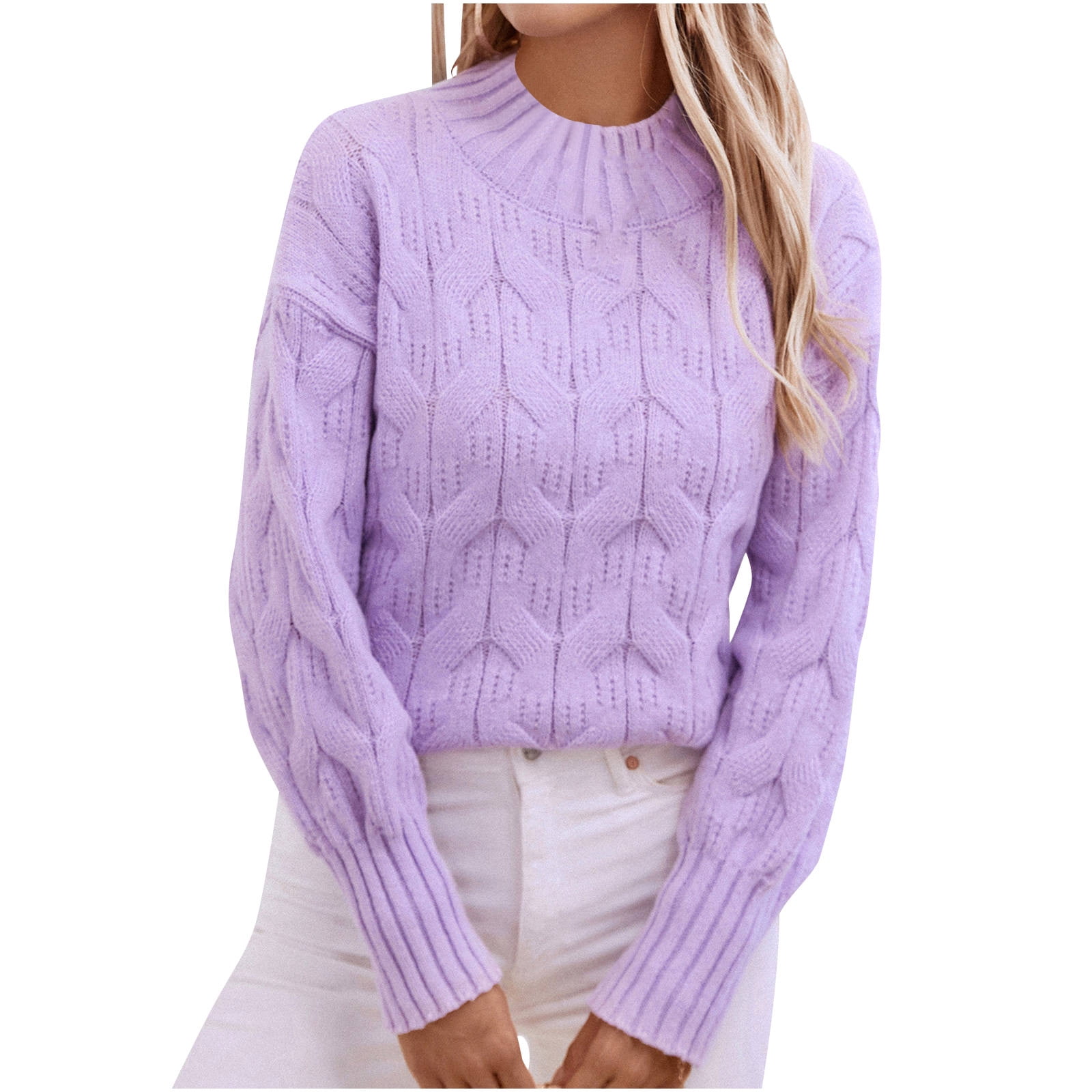 2024 Women's Criss Cross Fall Sweaters Long Sleeve Mock Turtlneck ...